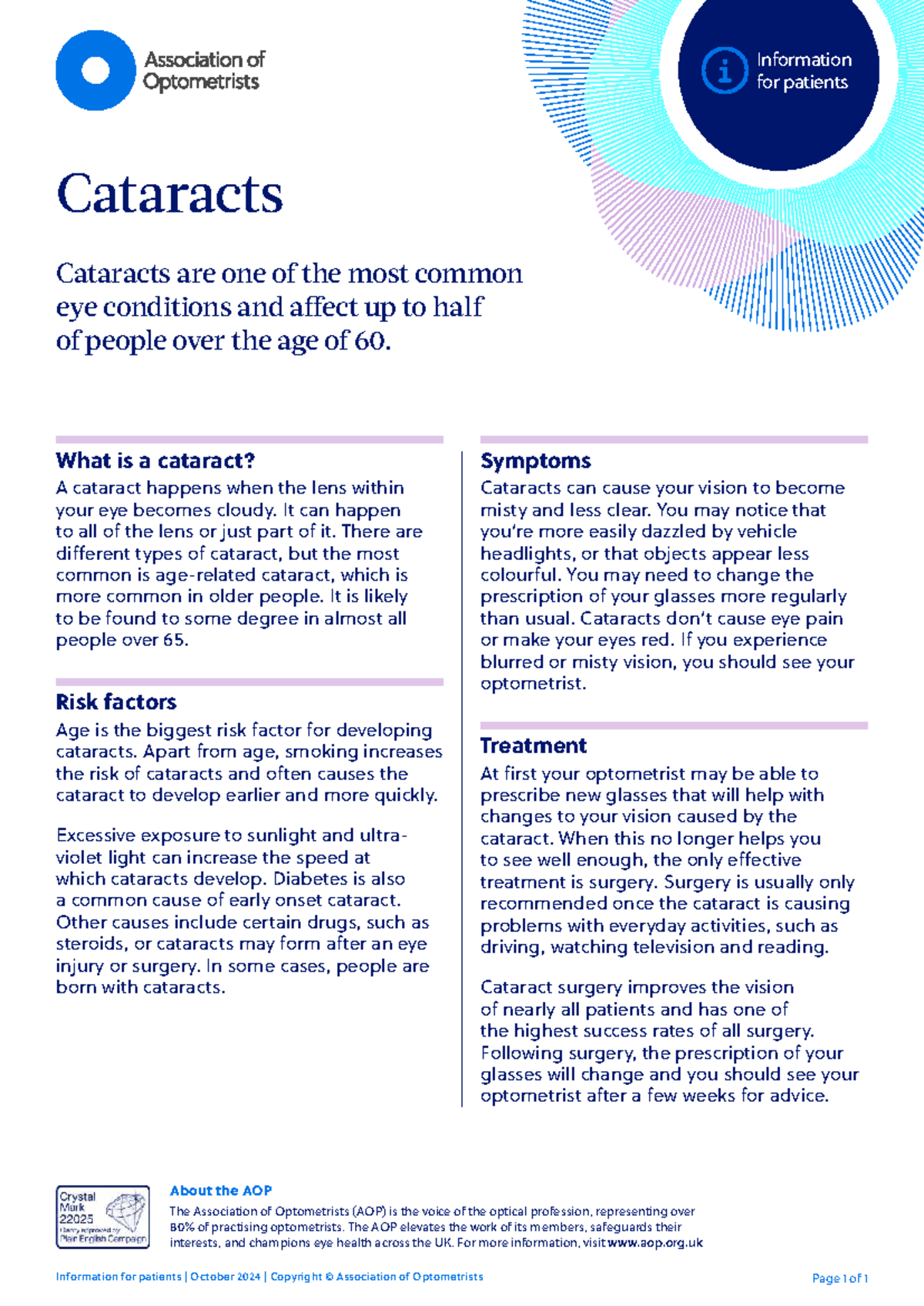 Cataracts: Symptoms and Treatment Guide for Patients - Studocu
