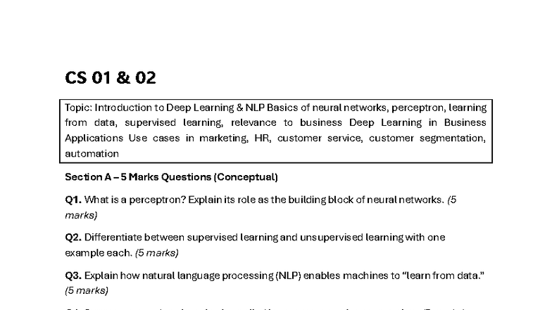 CS 01 02 Final Exam: Deep Learning & NLP Concepts and Applications ...