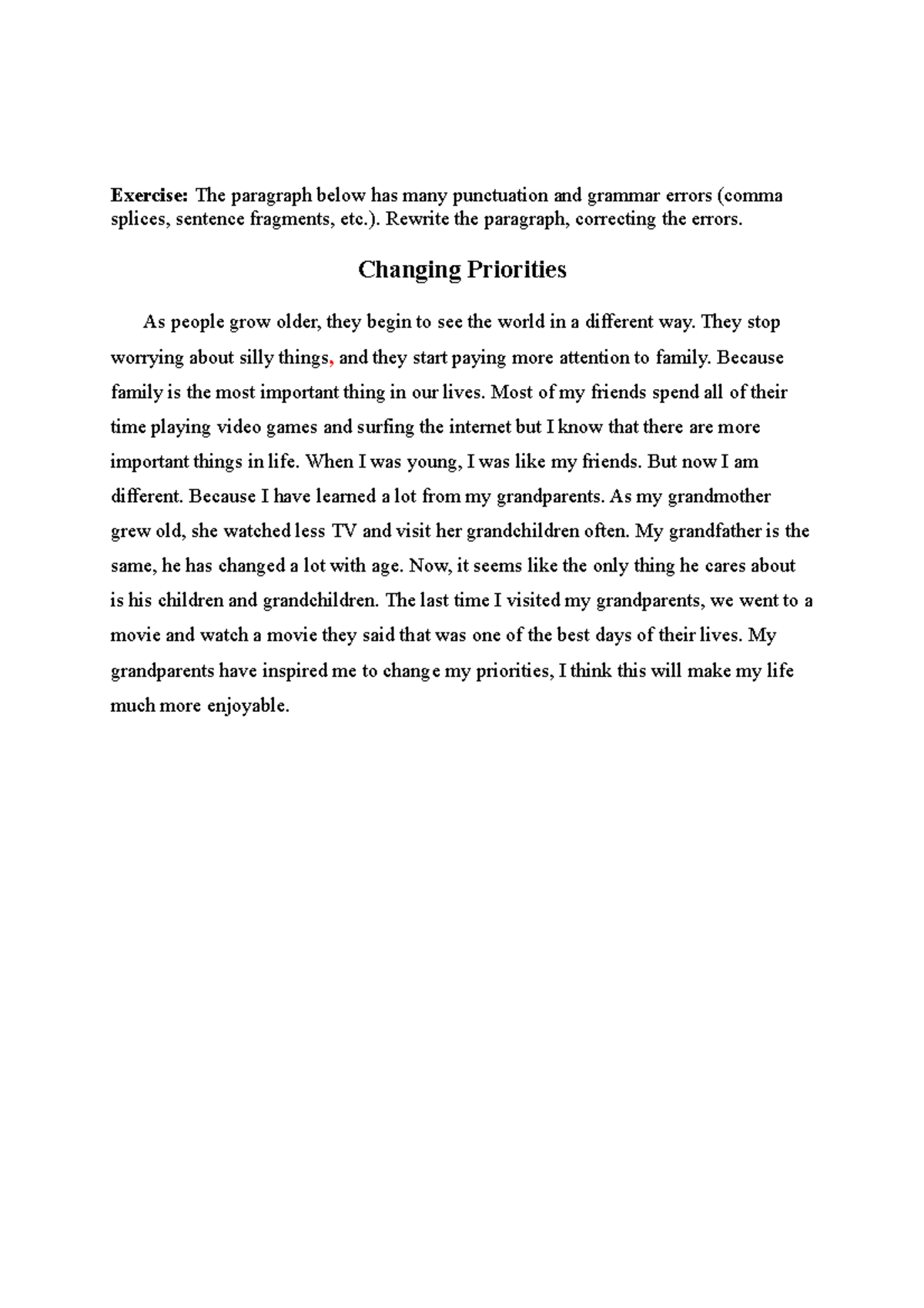 W punctuation - ... - Exercise: The paragraph below has many ...