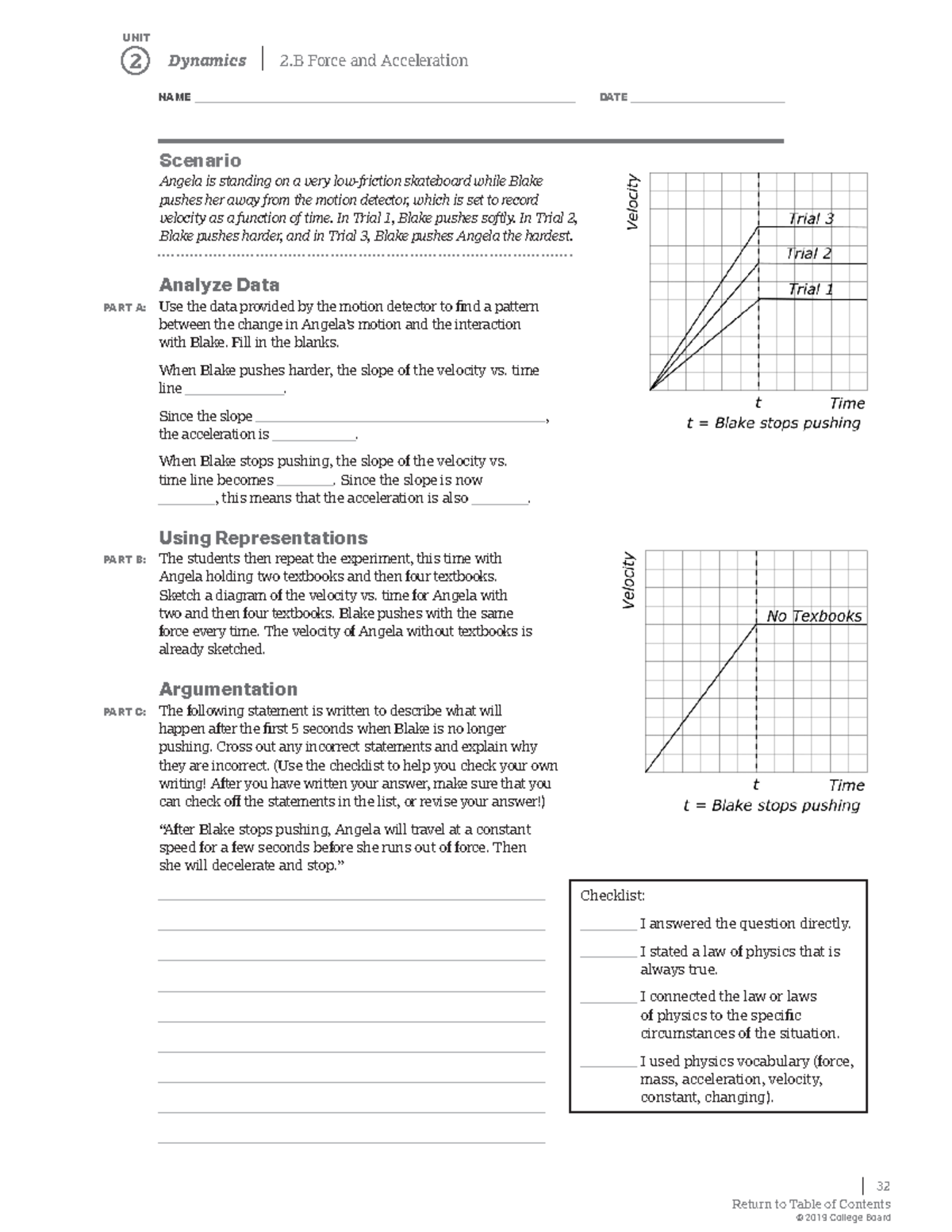 Dynamics 2.B: Analyzing Force and Acceleration in Motion - Studocu