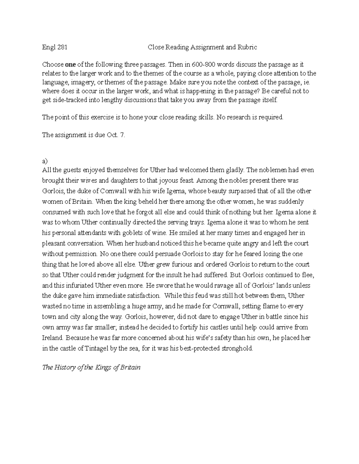 Engl 281 Close Reading Assignment - Then in 600-800 words discuss the ...