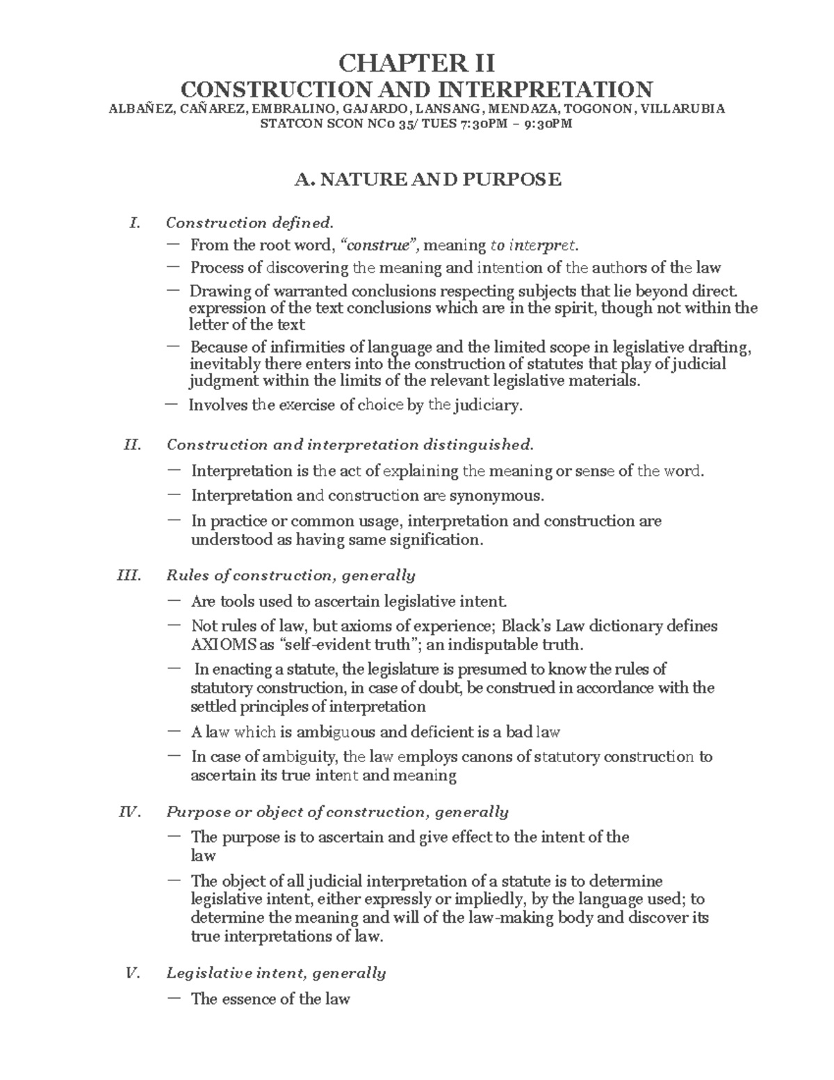 Statcon SCON NC0 35: Construction & Interpretation Overview (Chap 2-2 ...