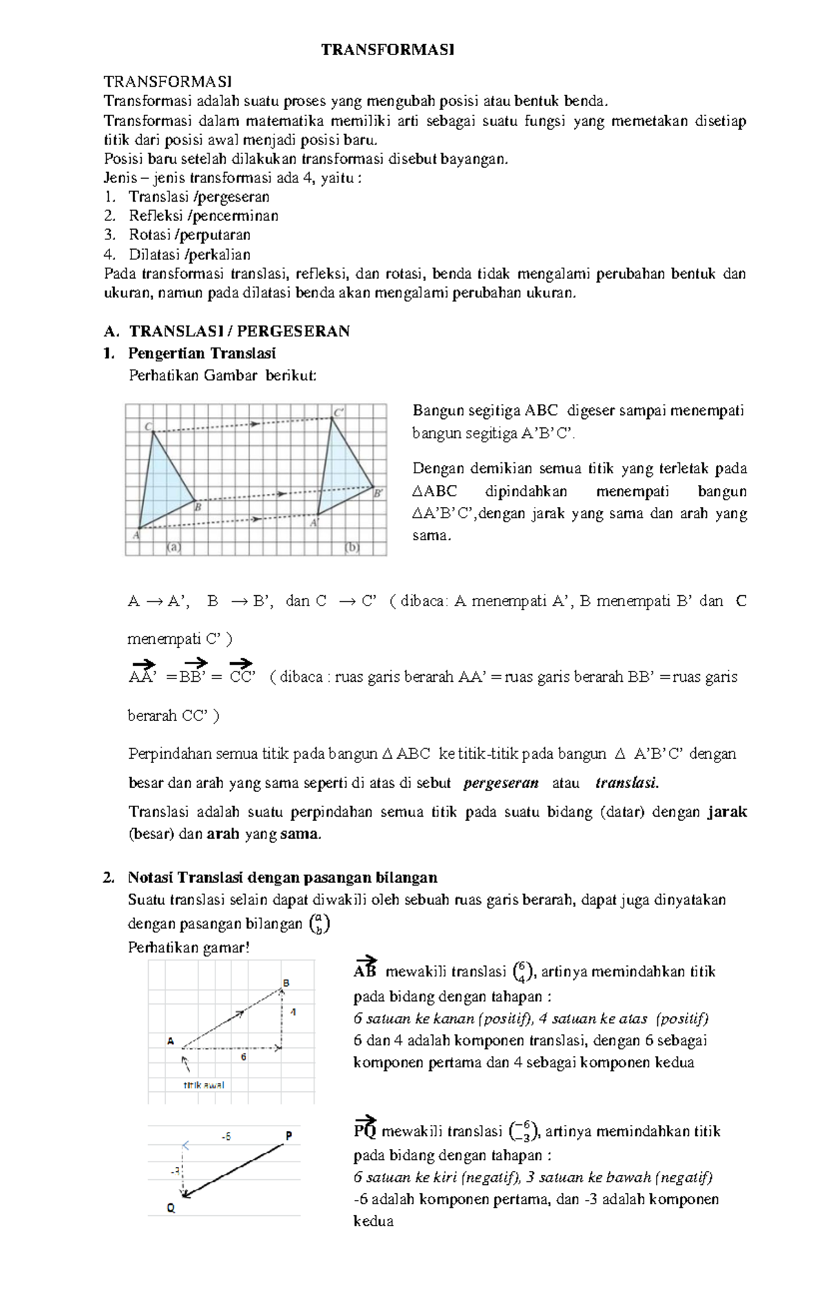 Transformasi Geometri: Translasi, Refleksi, Rotasi, dan Dilatasi - KSK ...