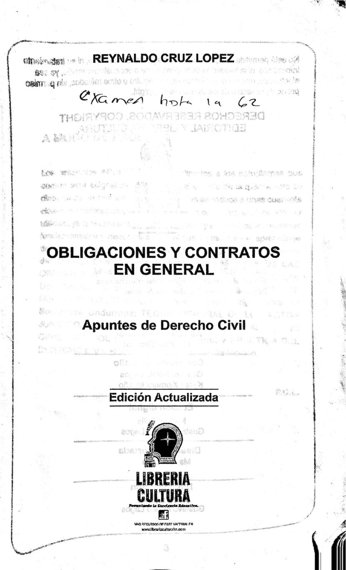 Libro de Obligaciones y Contratos - Reinaldo Cruz López - Studocu