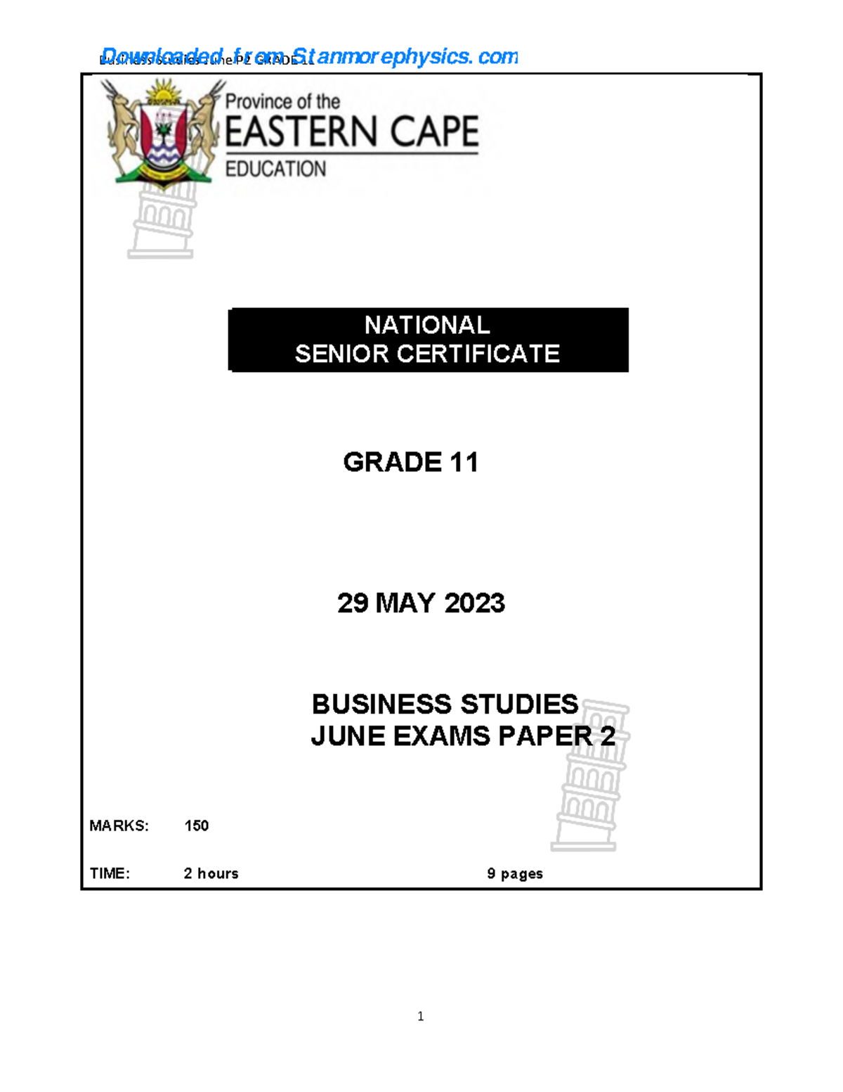Business Studies Grade 11 June 2023 P2 Exam Paper & Memo - Studocu