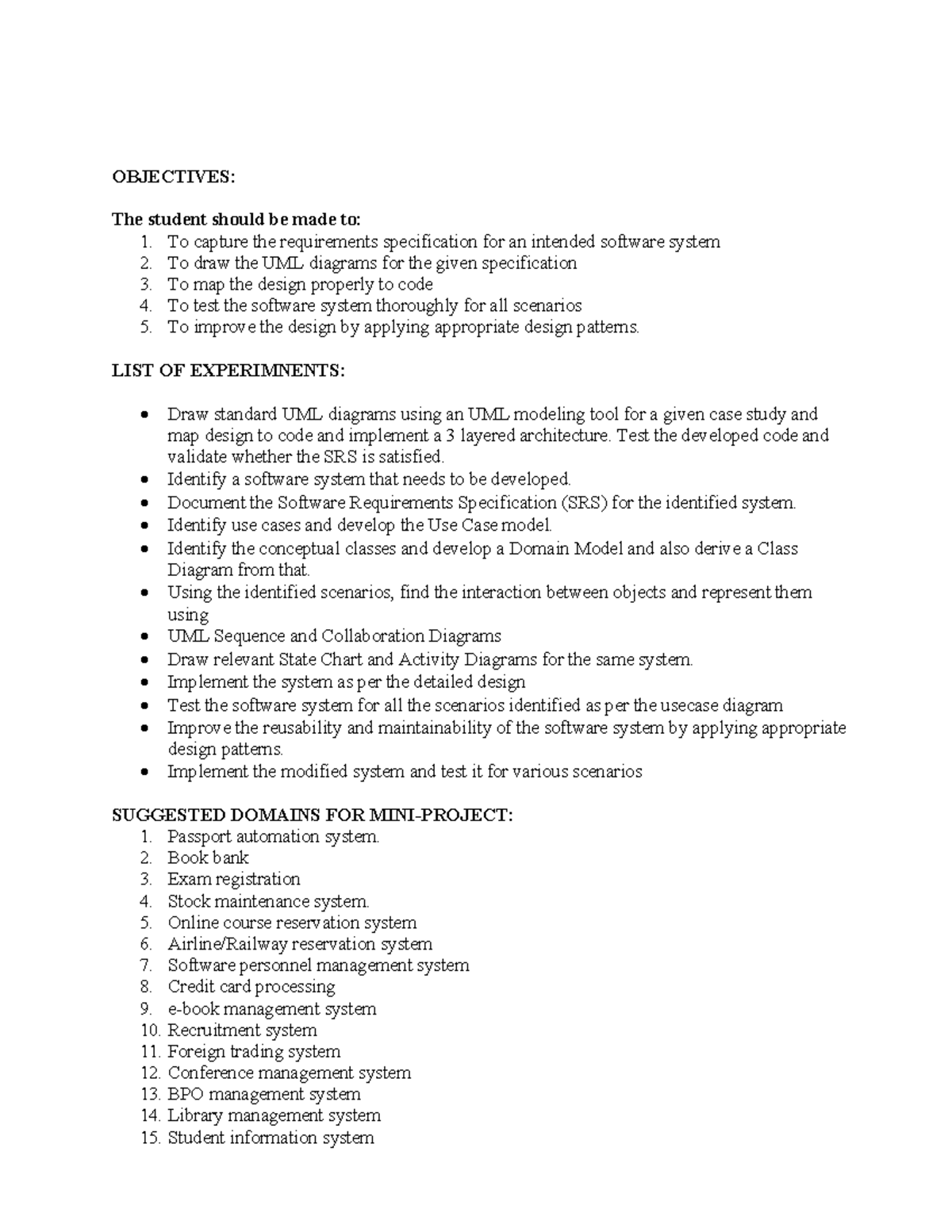 Ccs356 - OOSE Lab Manual: UML Diagrams and Software Design Techniques - Studocu