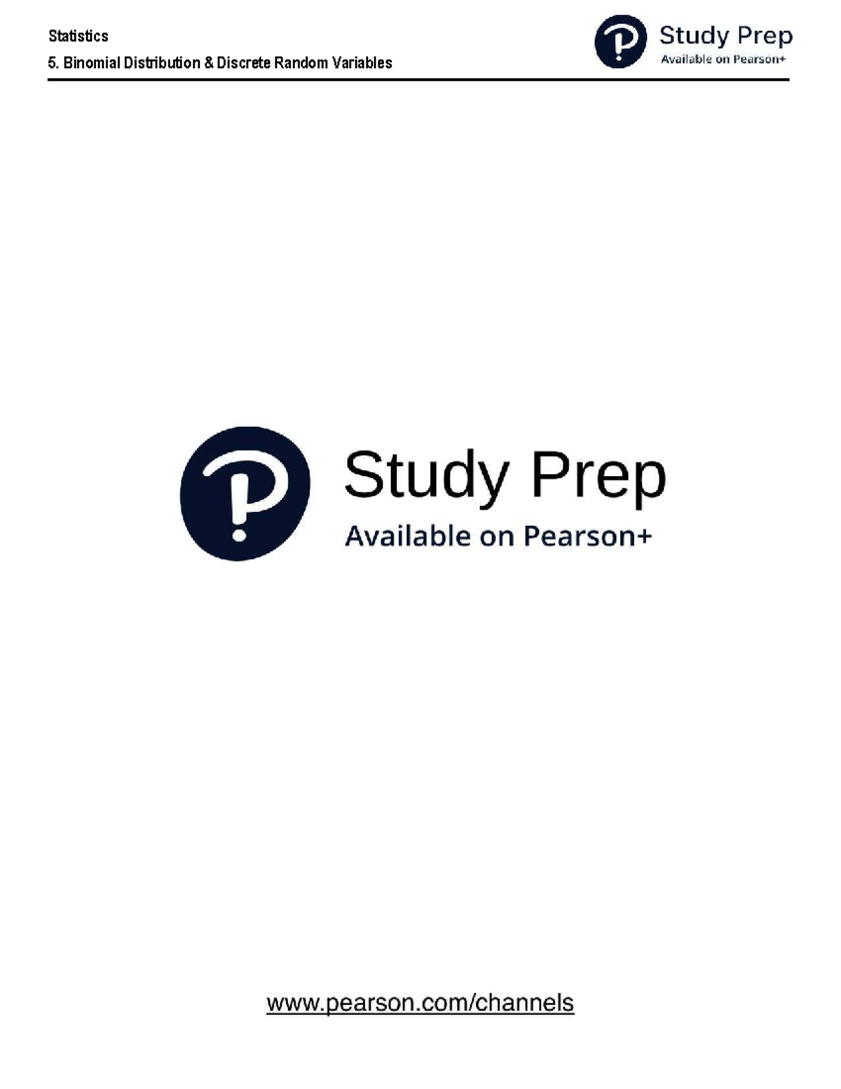Statistics 5: Binomial Distribution and Discrete Random Variables Guide ...