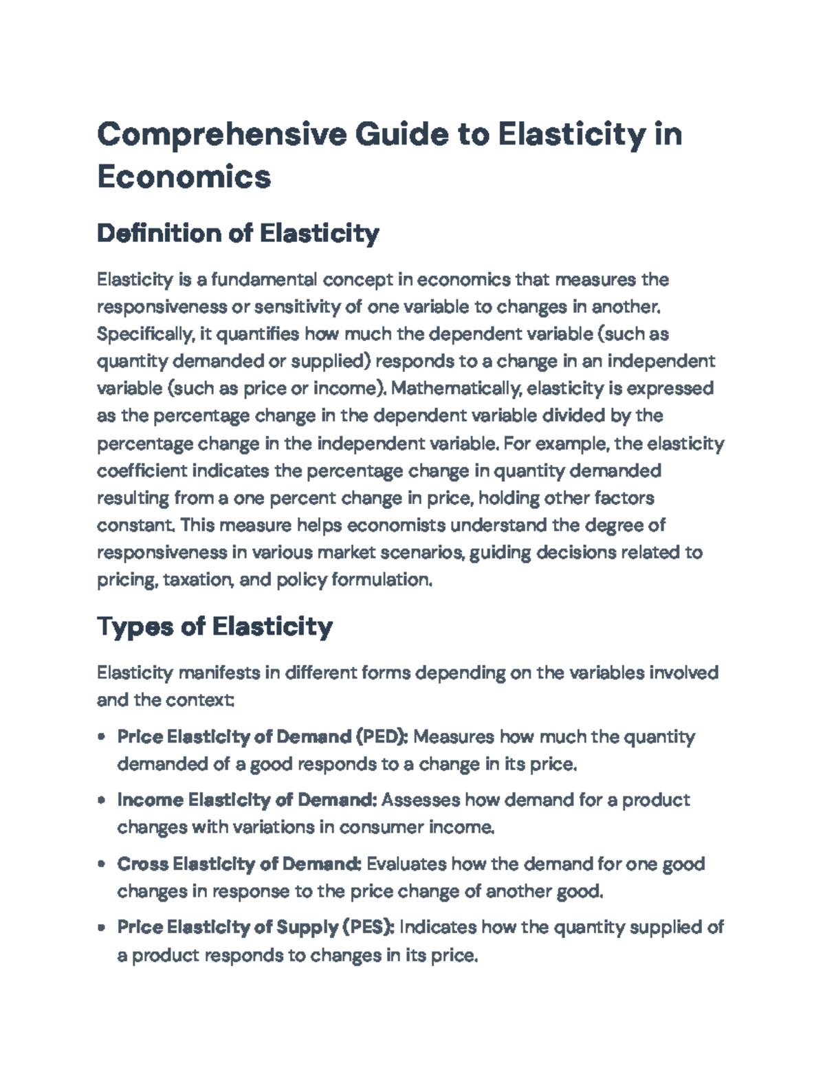 Comprehensive Guide to Elasticity in Economics (ECO101) - Key Concepts ...