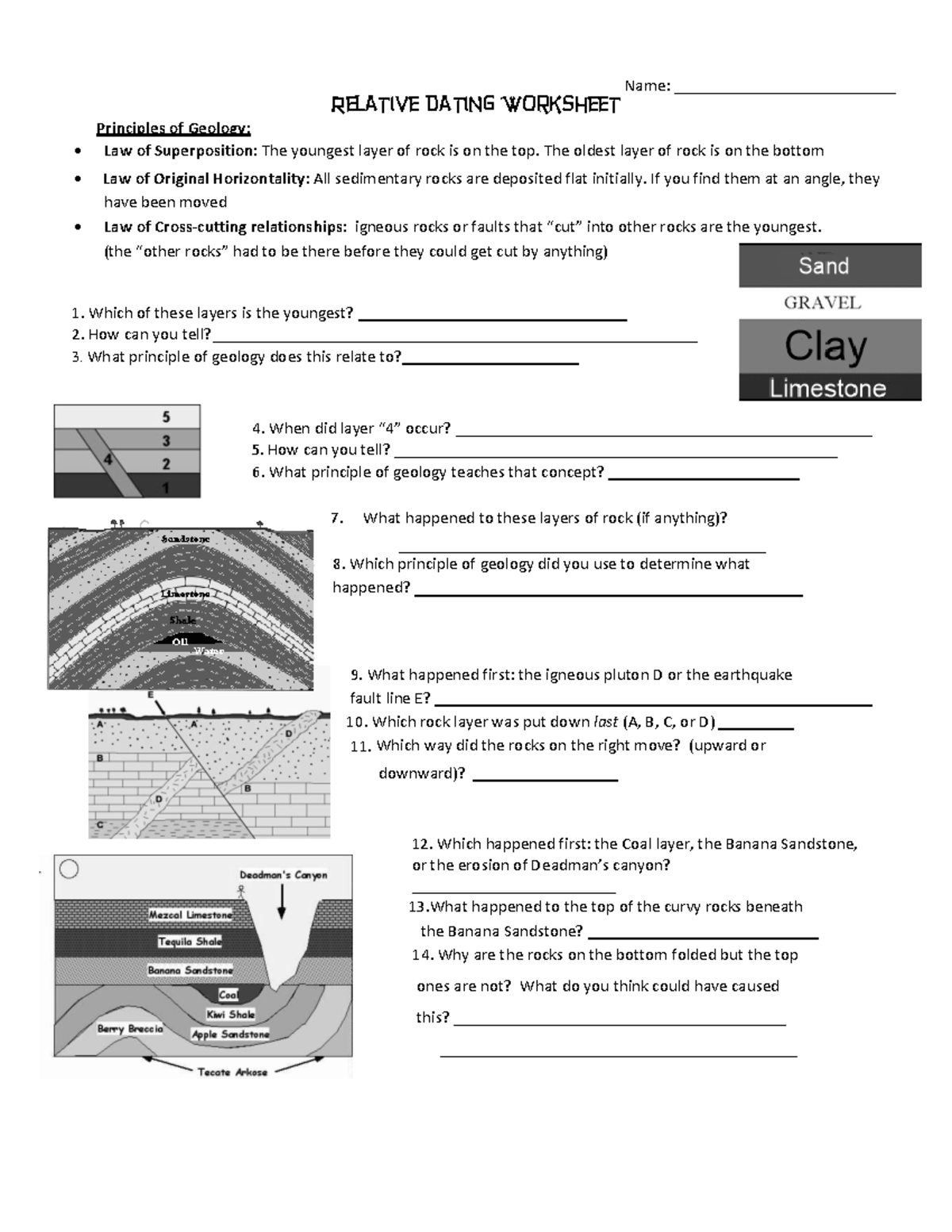 Geology 101: Relative Dating Worksheet - Key Concepts Explained - Studocu