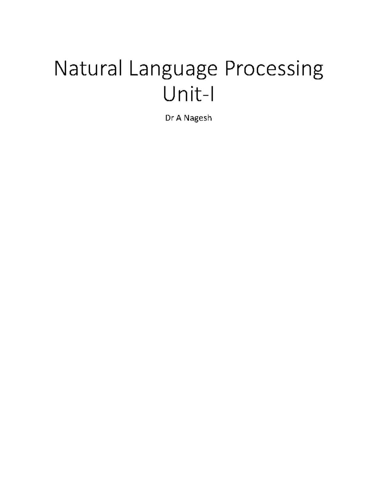 NLP - Natural Language Processing Unit I: Structure & Challenges - Studocu
