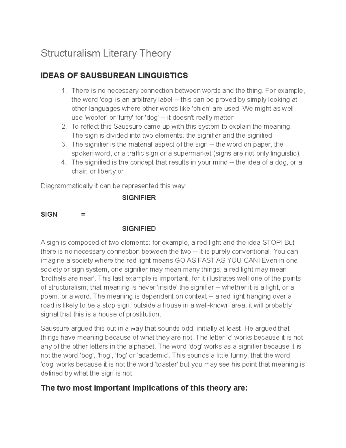 Structuralism Literary Theory - For example, the word 'dog' is an ...