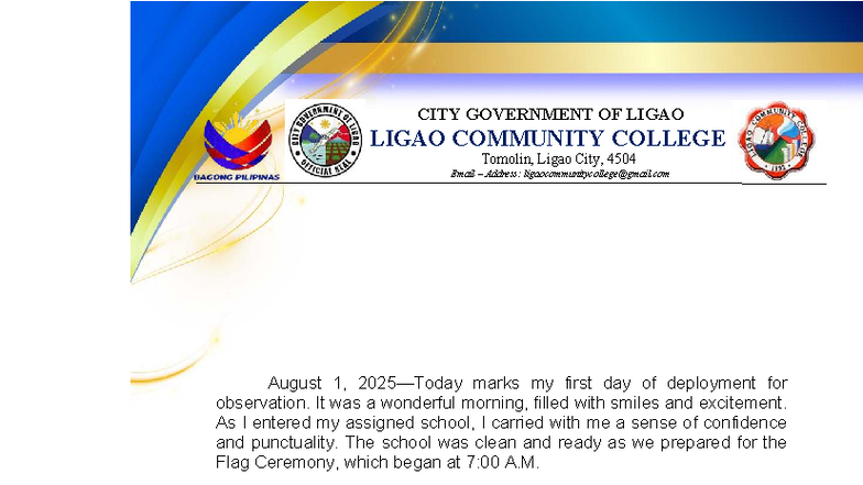 Observation Deployment Report: Ligao Community College (August) - Studocu