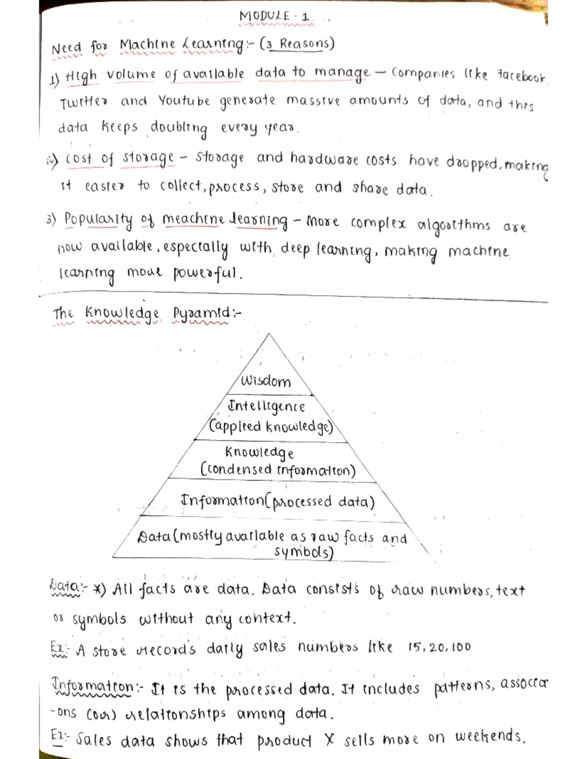Module 1 Notes: Understanding the Need for Machine Learning (ML1) - Studocu