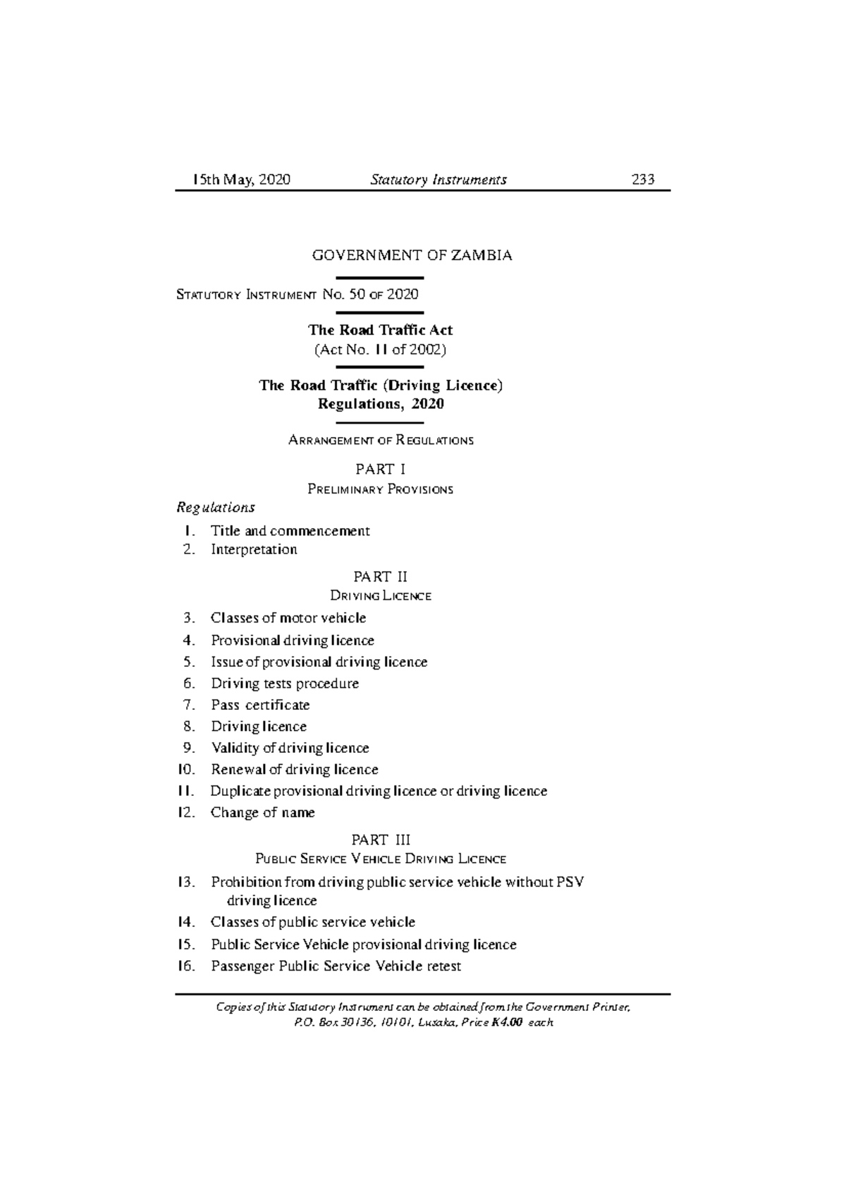 Road Traffic (Driving Licence) Regulations 2020 - Statutory Instrument ...