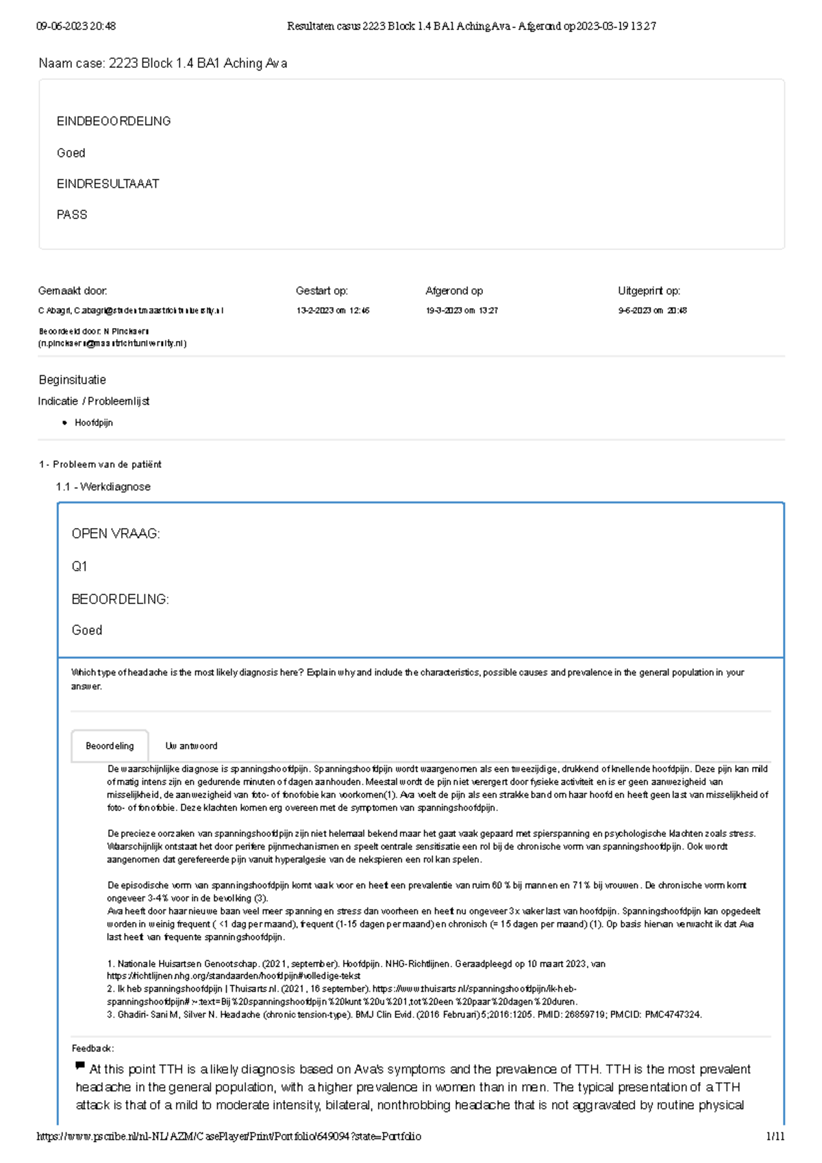 Pscribe 1: Analysis and Treatment of Tension-Type Headache in Patient ...