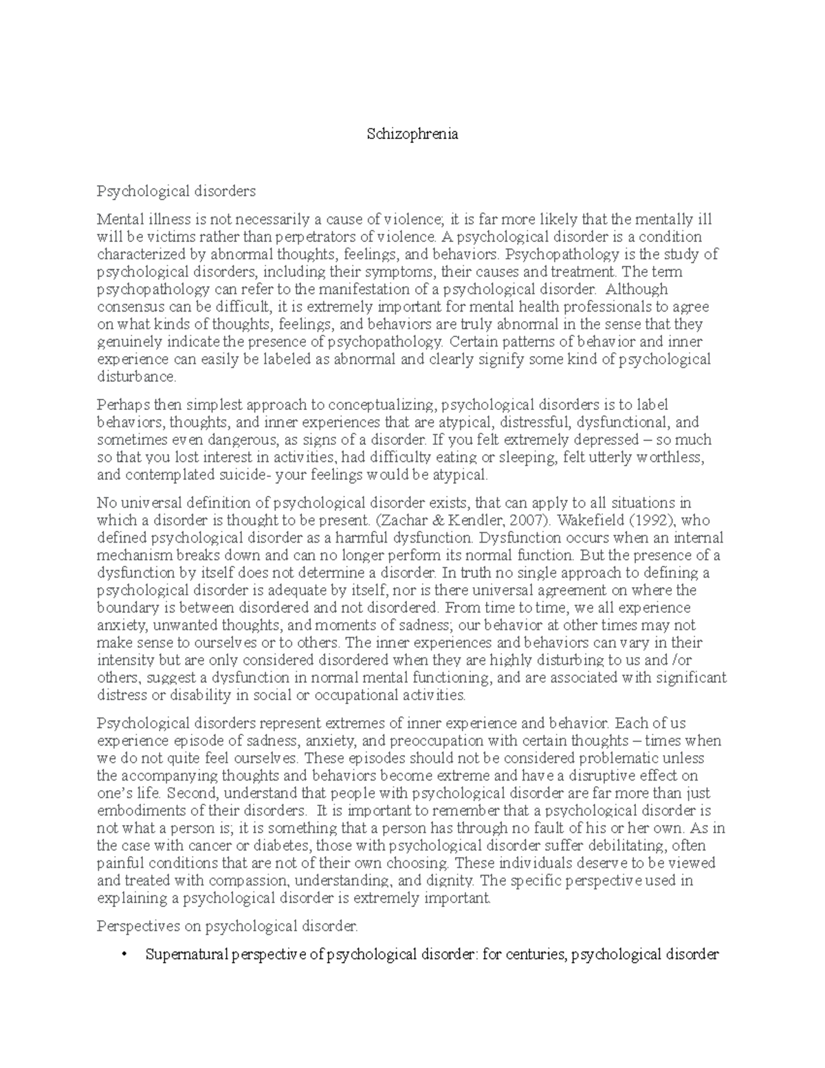 Schizophrenia Focused Analysis: Understanding Types of Psychological ...