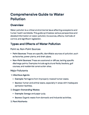 Comprehensive Study of Water Pollution: Sources and Control Measures ...