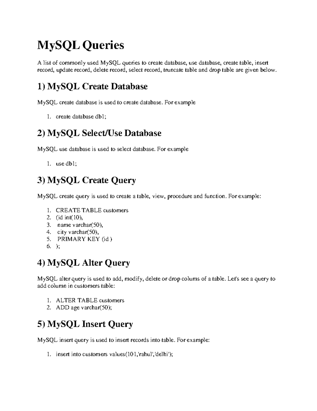 MYSQL-Practical1 - MySQL Queries A list of commonly used MySQL queries ...