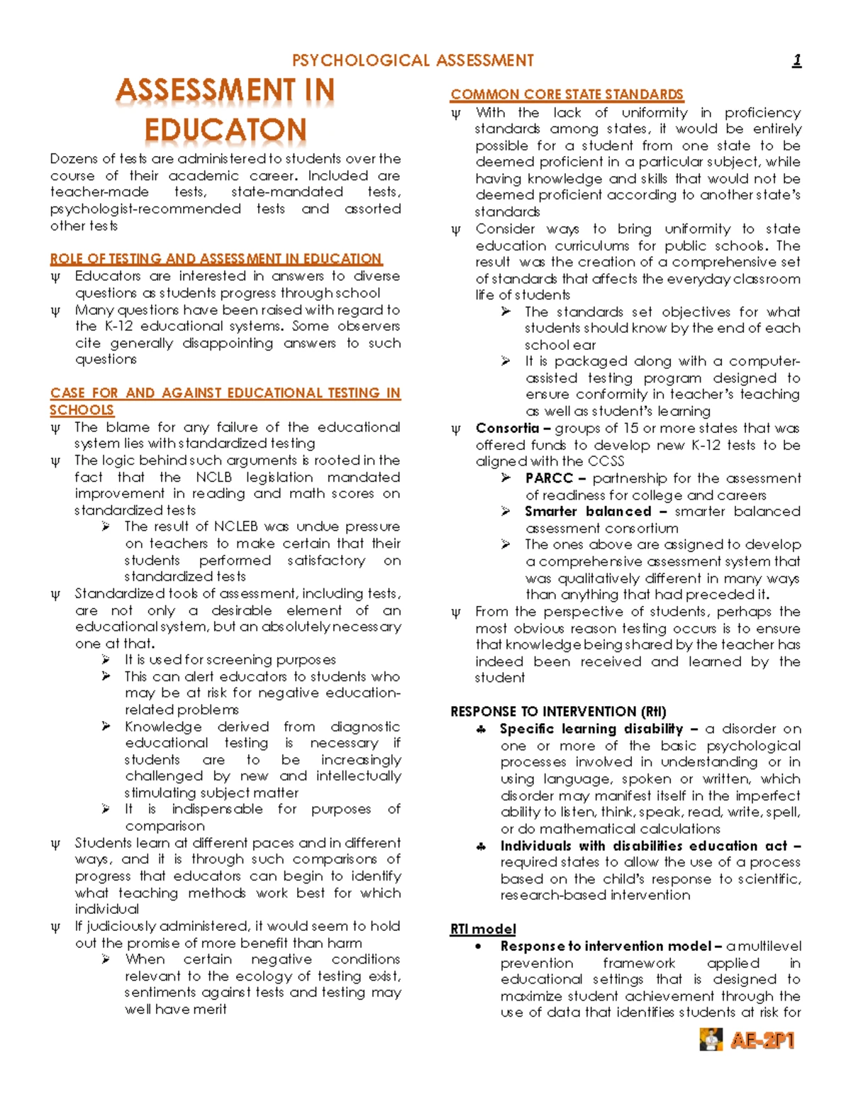 Chapter 14: Neuropsychological Assessment - Psychological Assessment ...