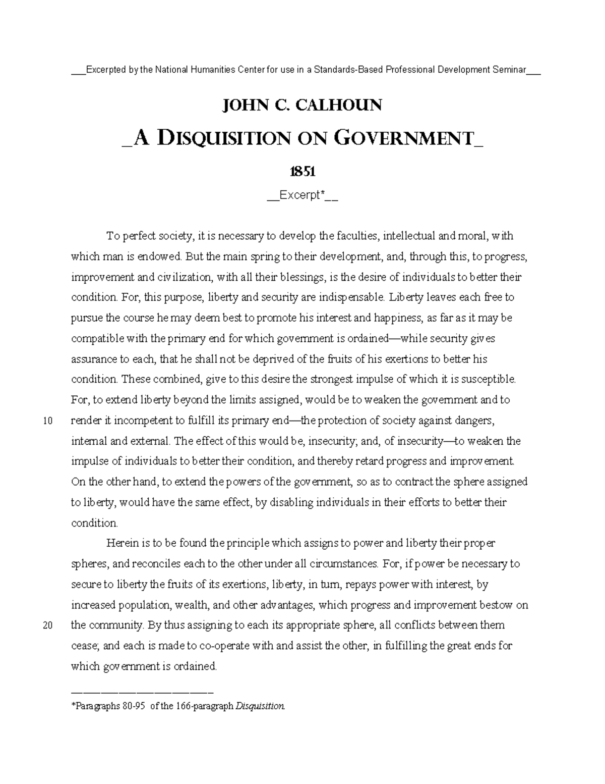 John C. Calhoun's Philosophy on Liberty & Gov Structure (PD) - Studocu