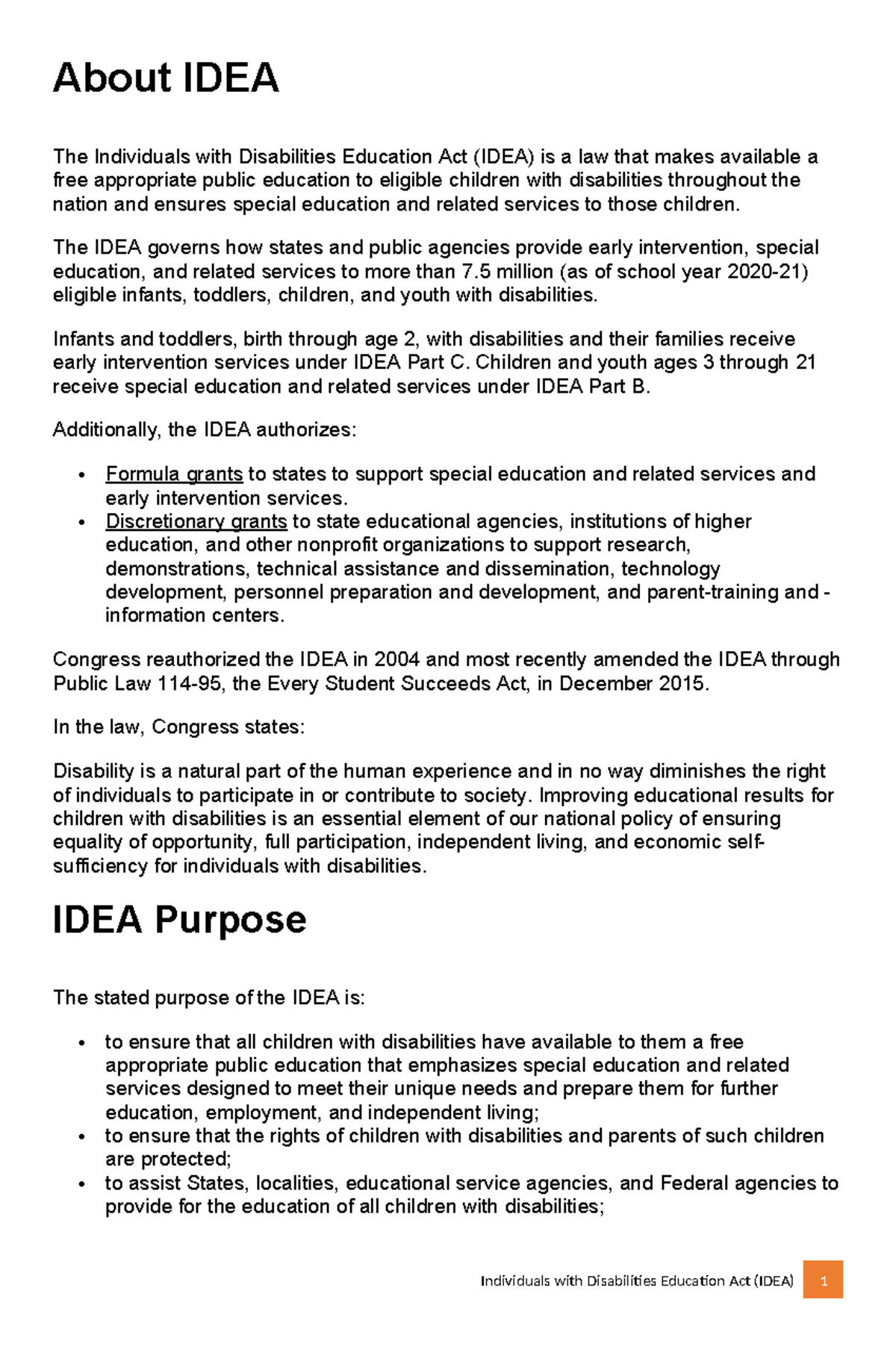 IDEA Overview: Understanding the Individuals with Disabilities ...