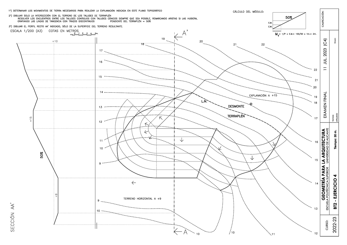 Cálculo de Movimientos de Tierra y Dibujo de Taludes - Examen Final (C4 ...