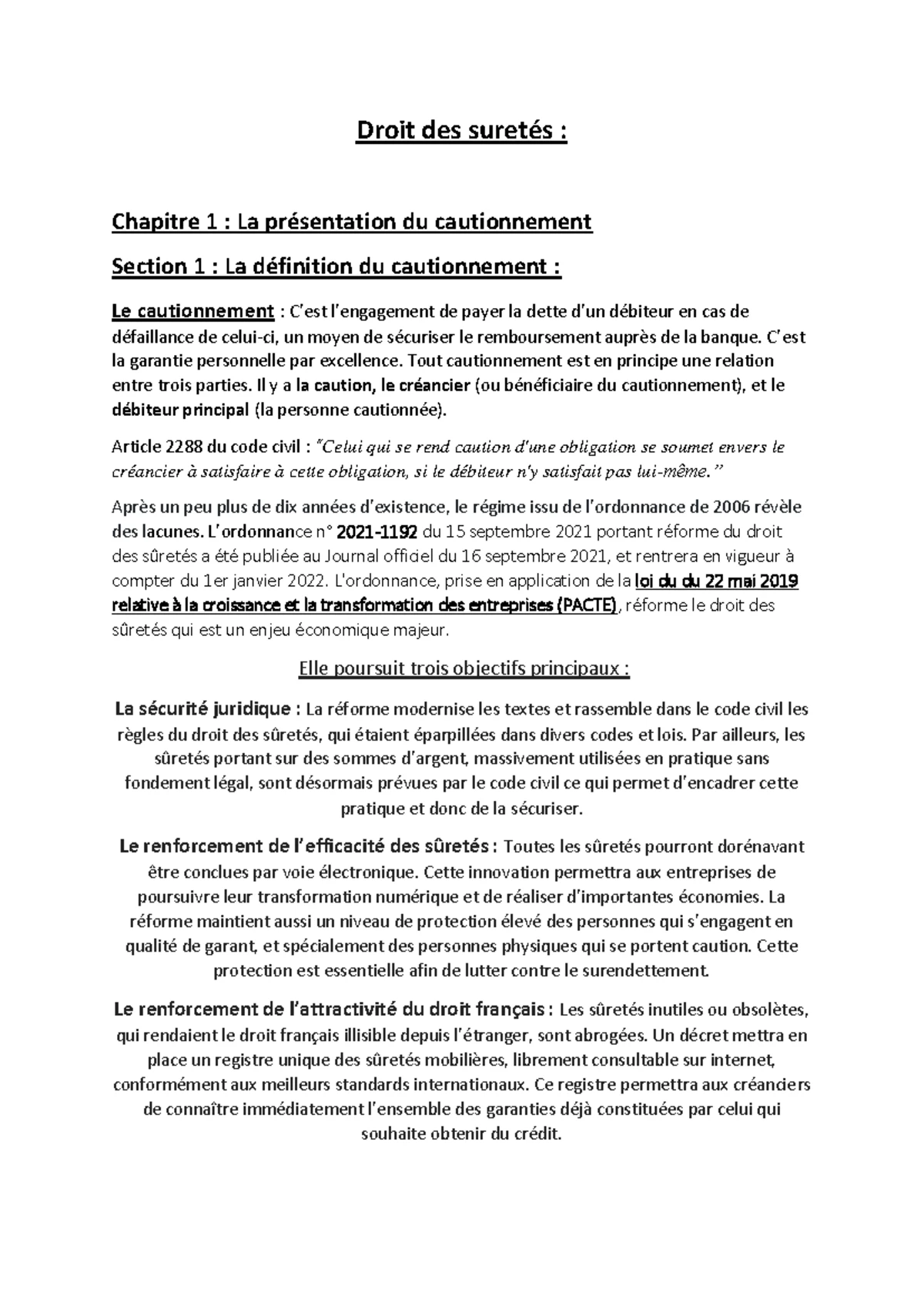 Droit des Sûretés - Examen Pratique : Notes et Révisions pour le 19 Mai ...