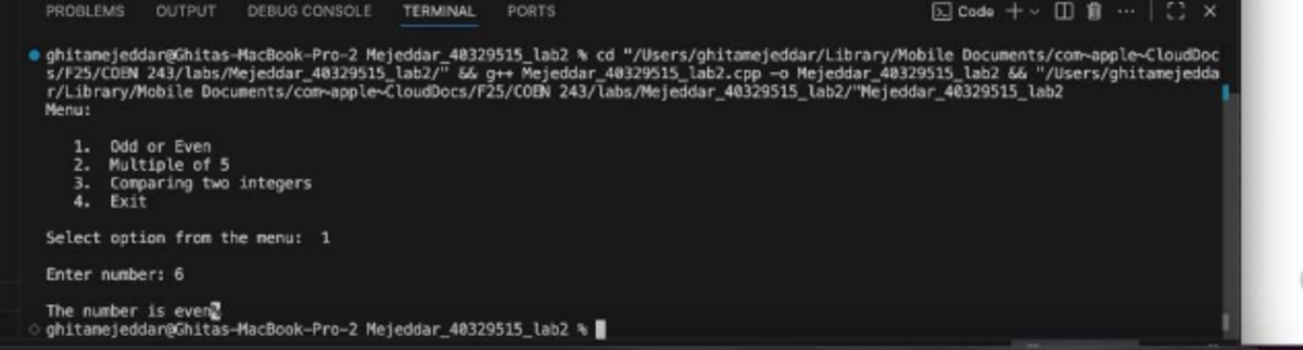 Lab 2 Code Output and Debugging - Mejeddar_40329515 - Studocu