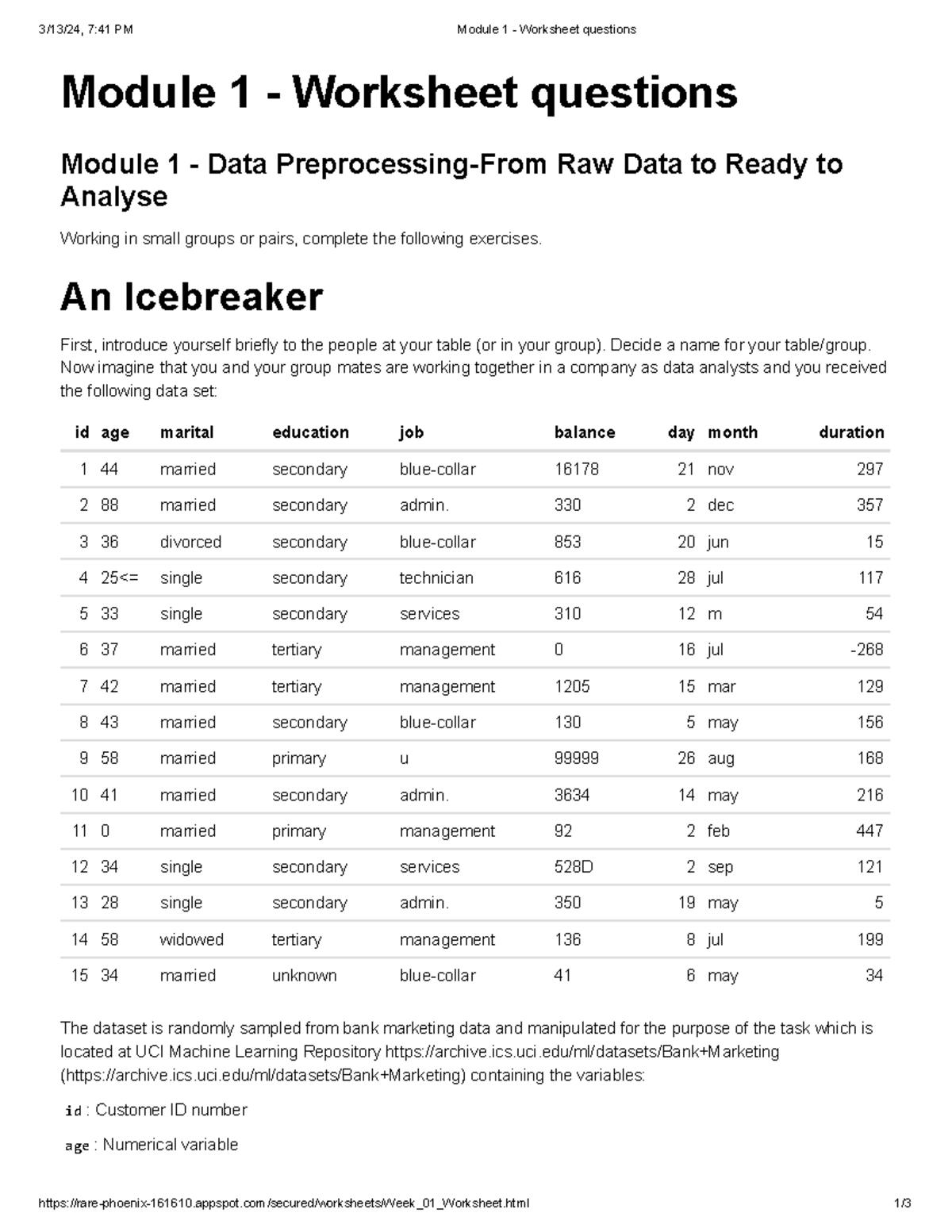 Module 1 - Worksheet questions - 3/13/24, 7:41 PM Module 1 - Worksheet ...