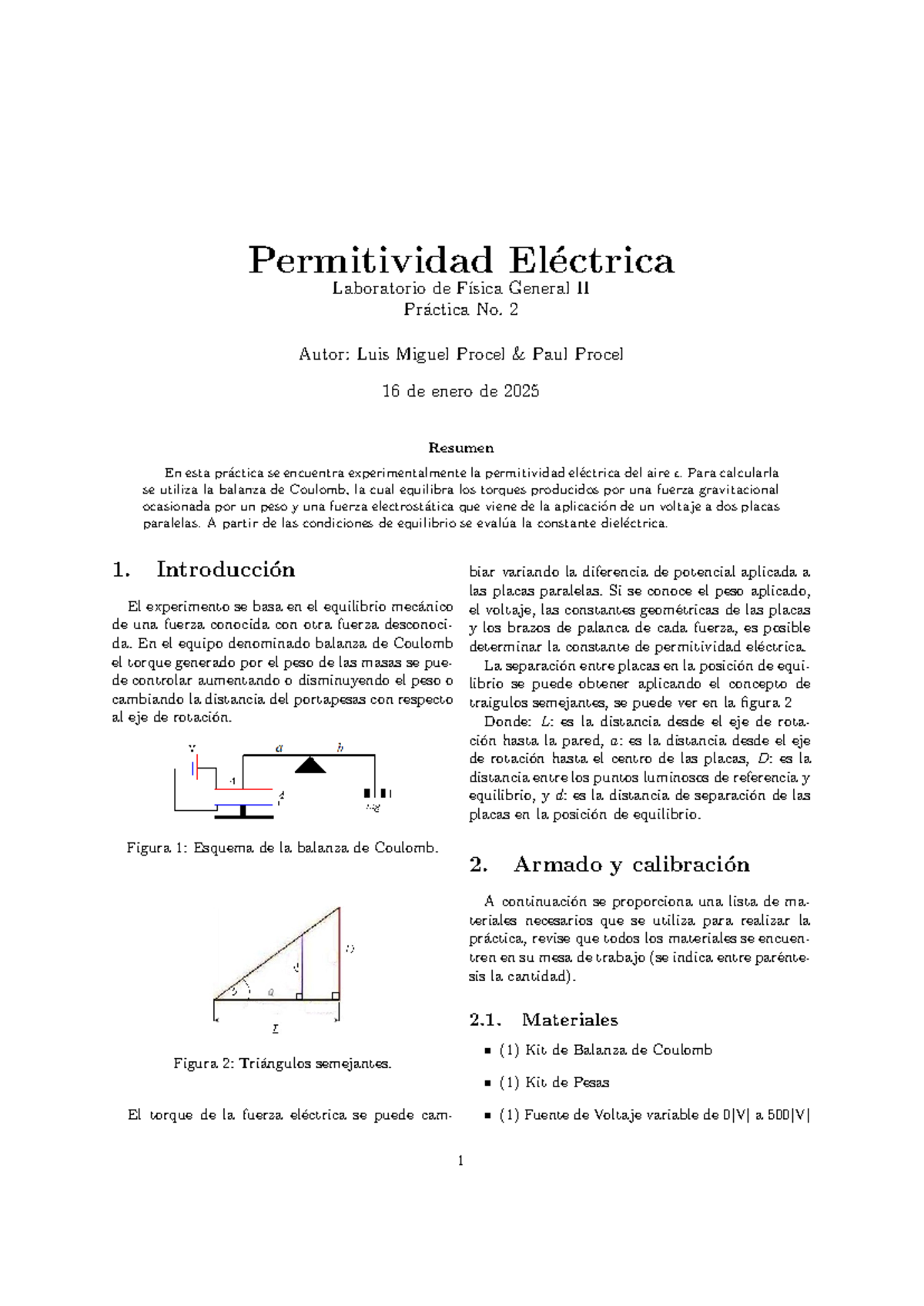 PR2 LF2 Permitividad - Practica 2 Lab - Permitividad El ́ectrica ...