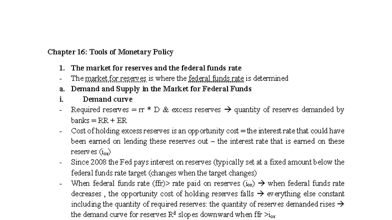 Chapter 16: Summary of Monetary Policy Tools and Federal Funds Rate ...