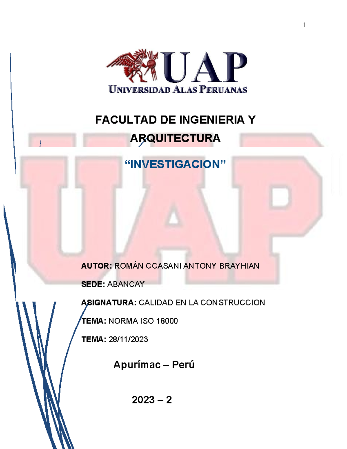 Trabajo de Calidad en la Construcción: Norma ISO y OHSAS 2023 - Studocu