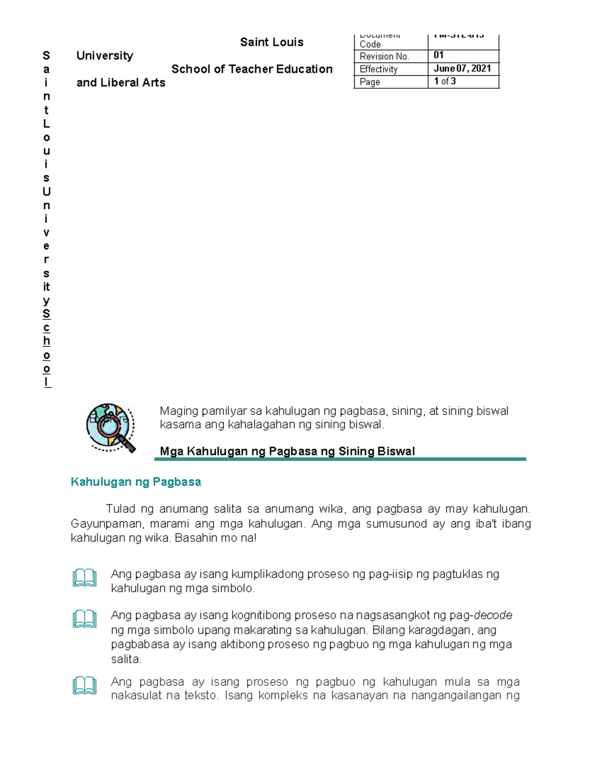 GRVA-1 - psf - S a i n t L o u i s U n i v e r s it y S c h o o l Code Revision No. 01 ...