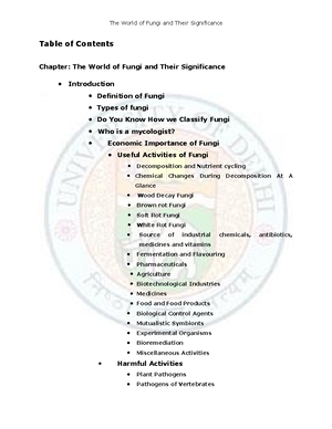 Unit -5 Classification of Fungi - Classification of fungi Table of ...