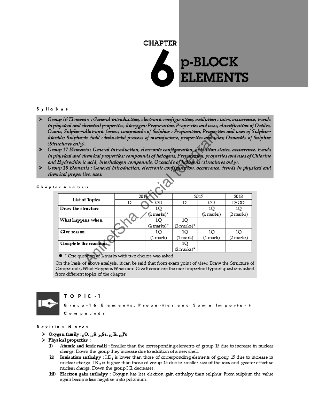 P Block Elements: Comprehensive Chapter Analysis and Key Concepts - Studocu