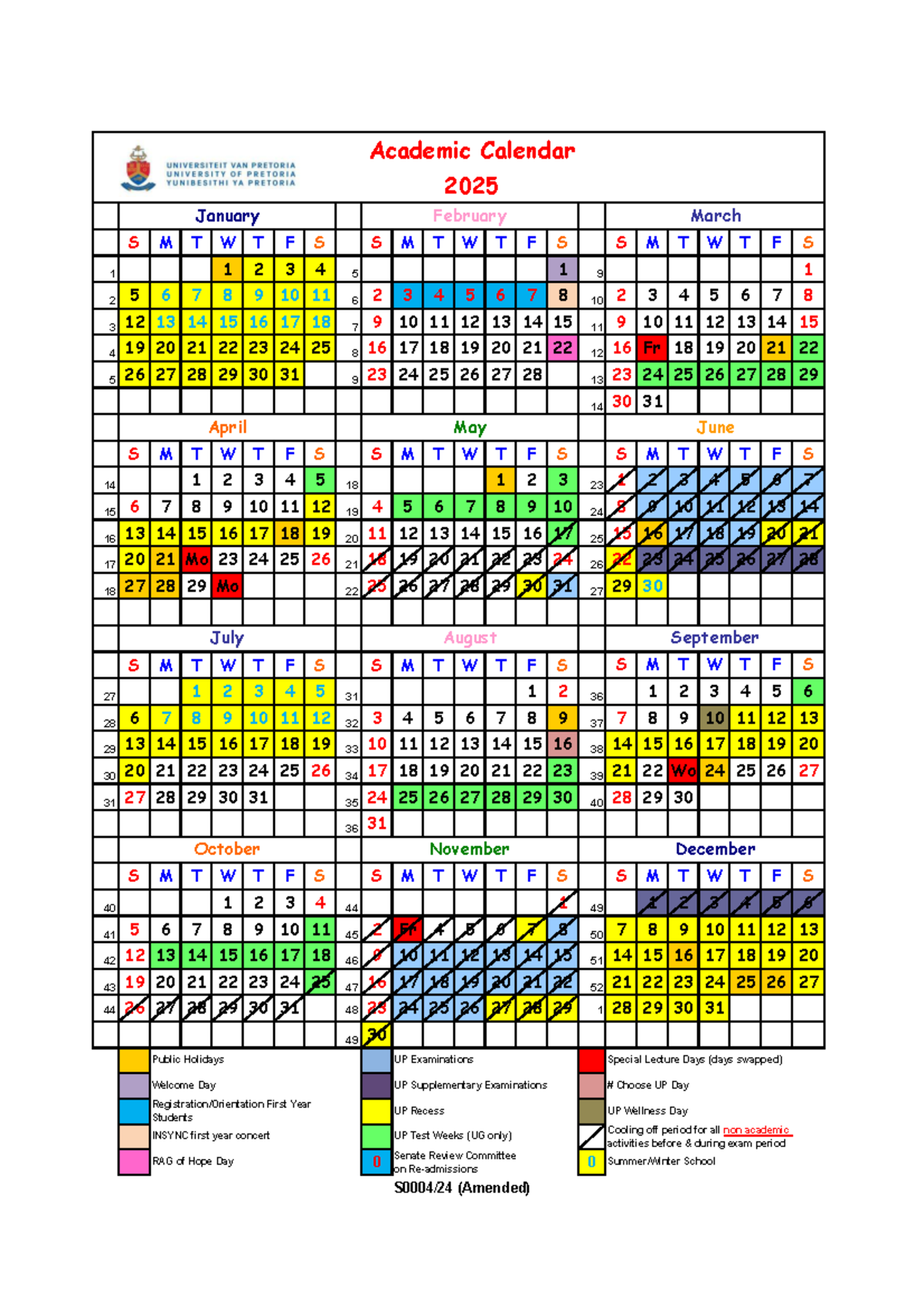 University of Pretoria Academic Calendar 2025: Key Dates & Events - Studocu