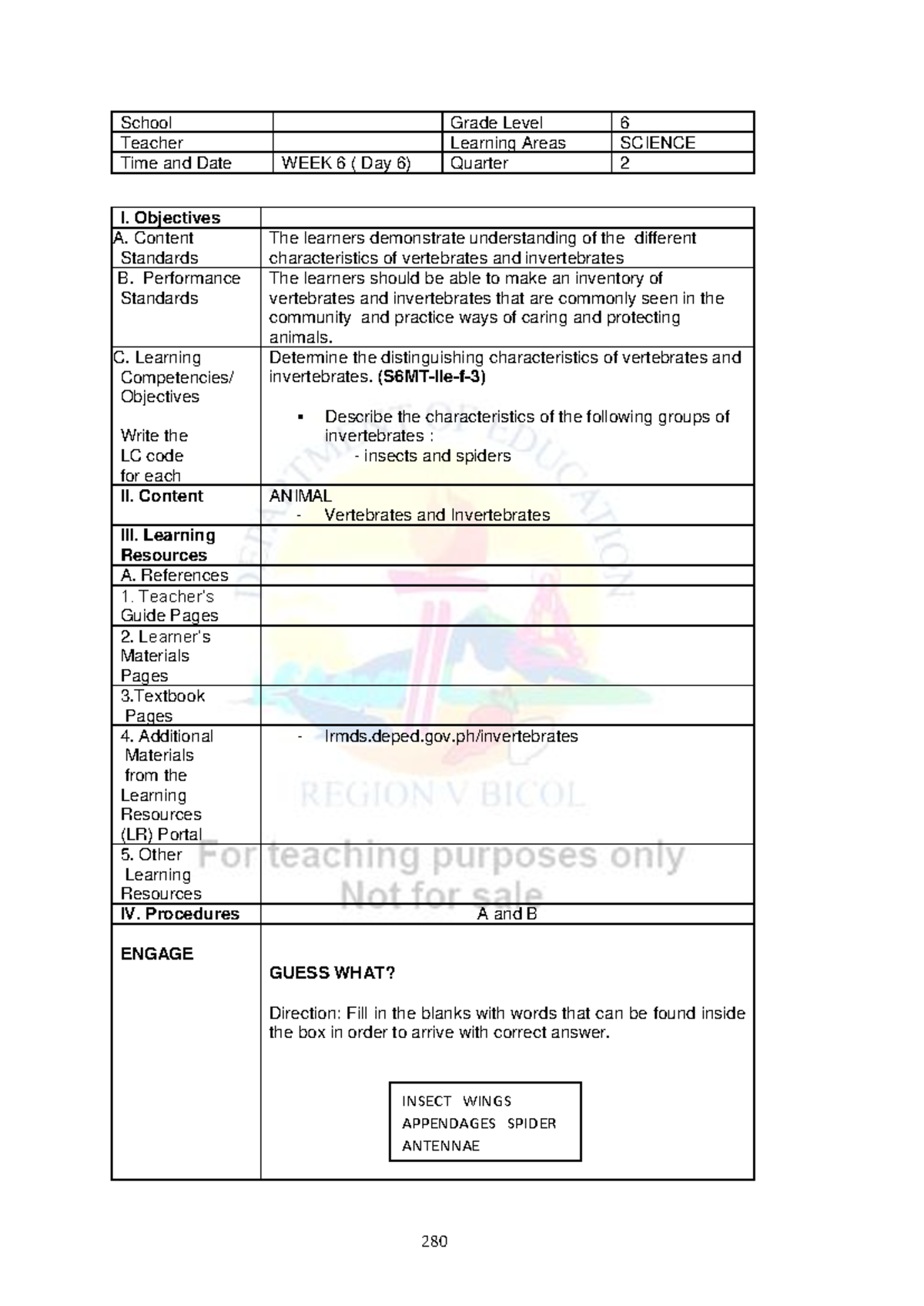 Week 6 DLP: Exploring Vertebrates and Invertebrates in Science 2 - Studocu