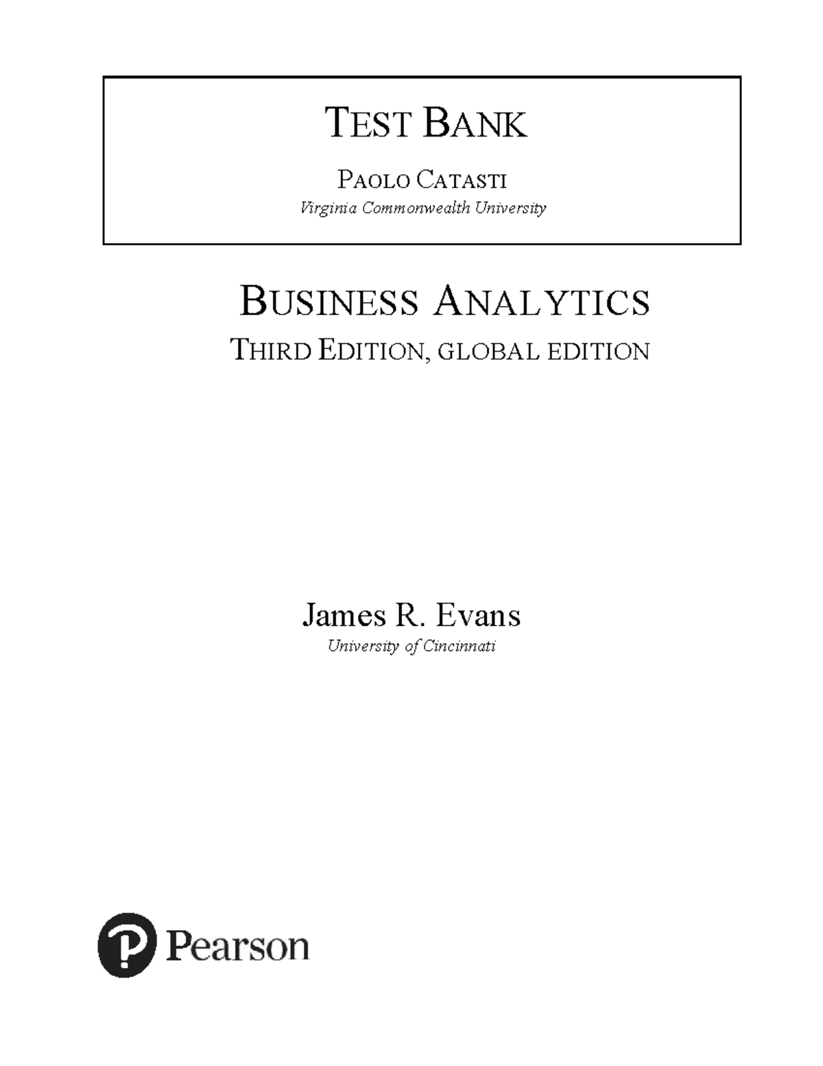 Business Analytics, 3e: Test Bank for Chapter 1 - Introduction to ...