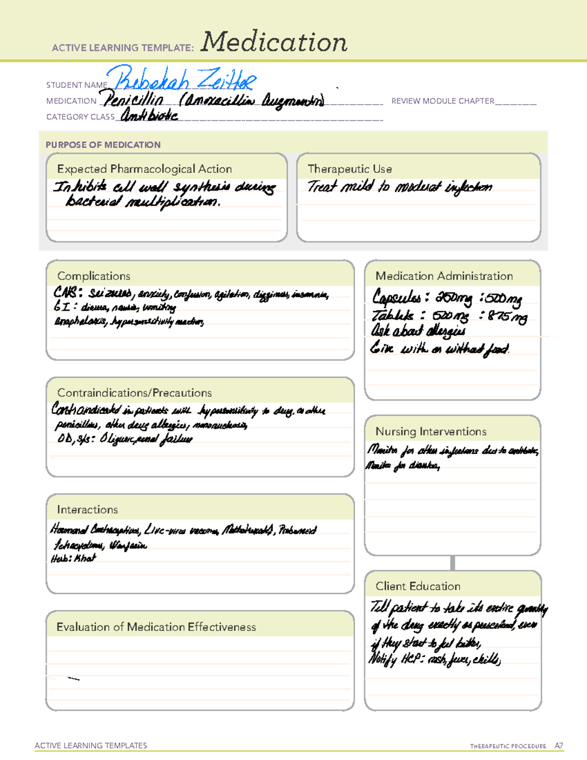 Penicillin (Amoxicillin) - Active Learning Template for Med Use - Studocu