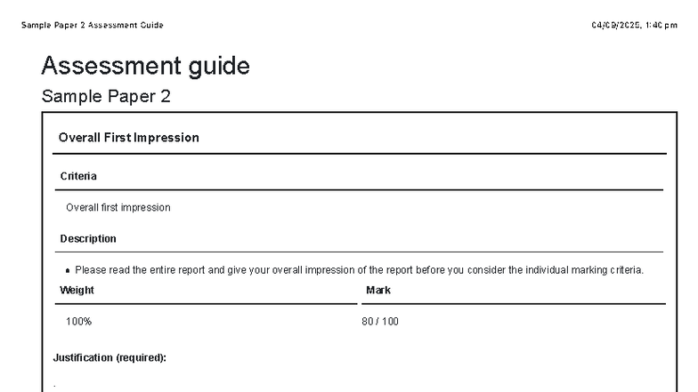 Sample Paper 2 Assessment Guide: Evaluation Criteria and Feedback - Studocu