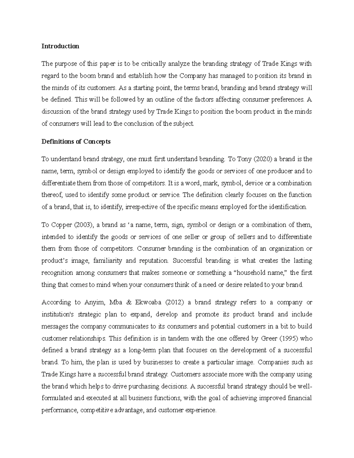 Trade Kings brand positioning strategy for its products - Introduction ...