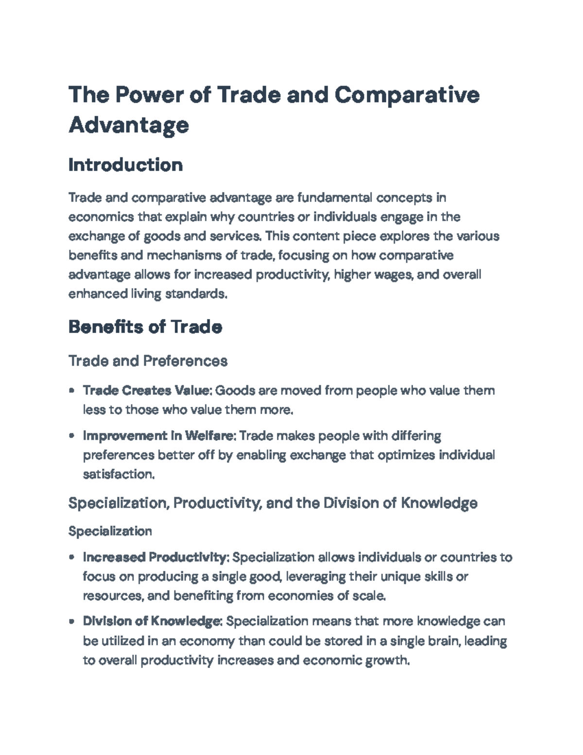 Final Exam Notes: Trade and Comparative Advantage Analysis - The Power ...