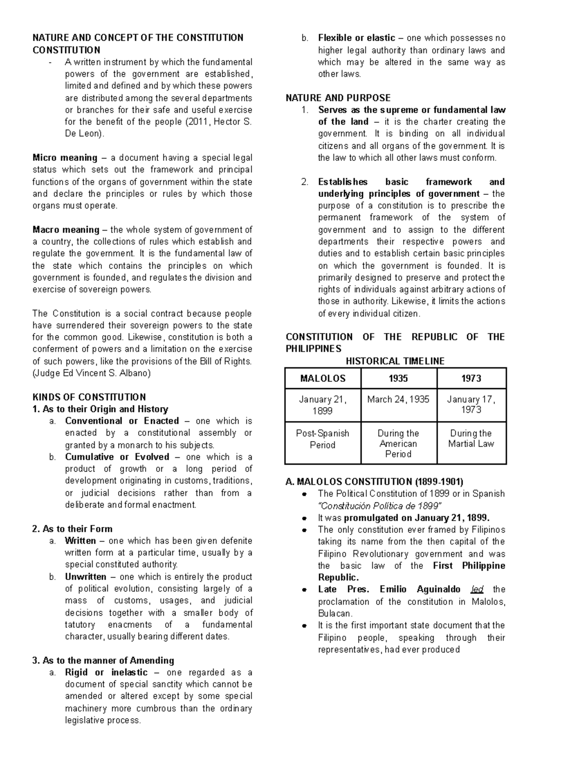 SS1C Finals - reviewer for constitution - NATURE AND CONCEPT OF THE ...