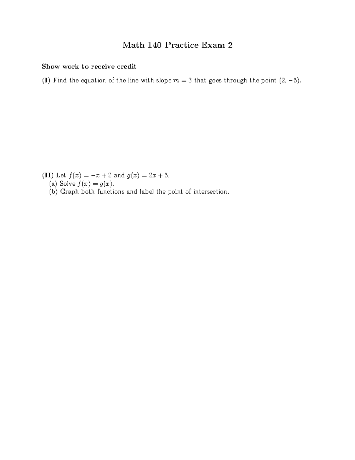 Math 140 Final Exam Practice: Equations, Graphs & Polynomials - Studocu