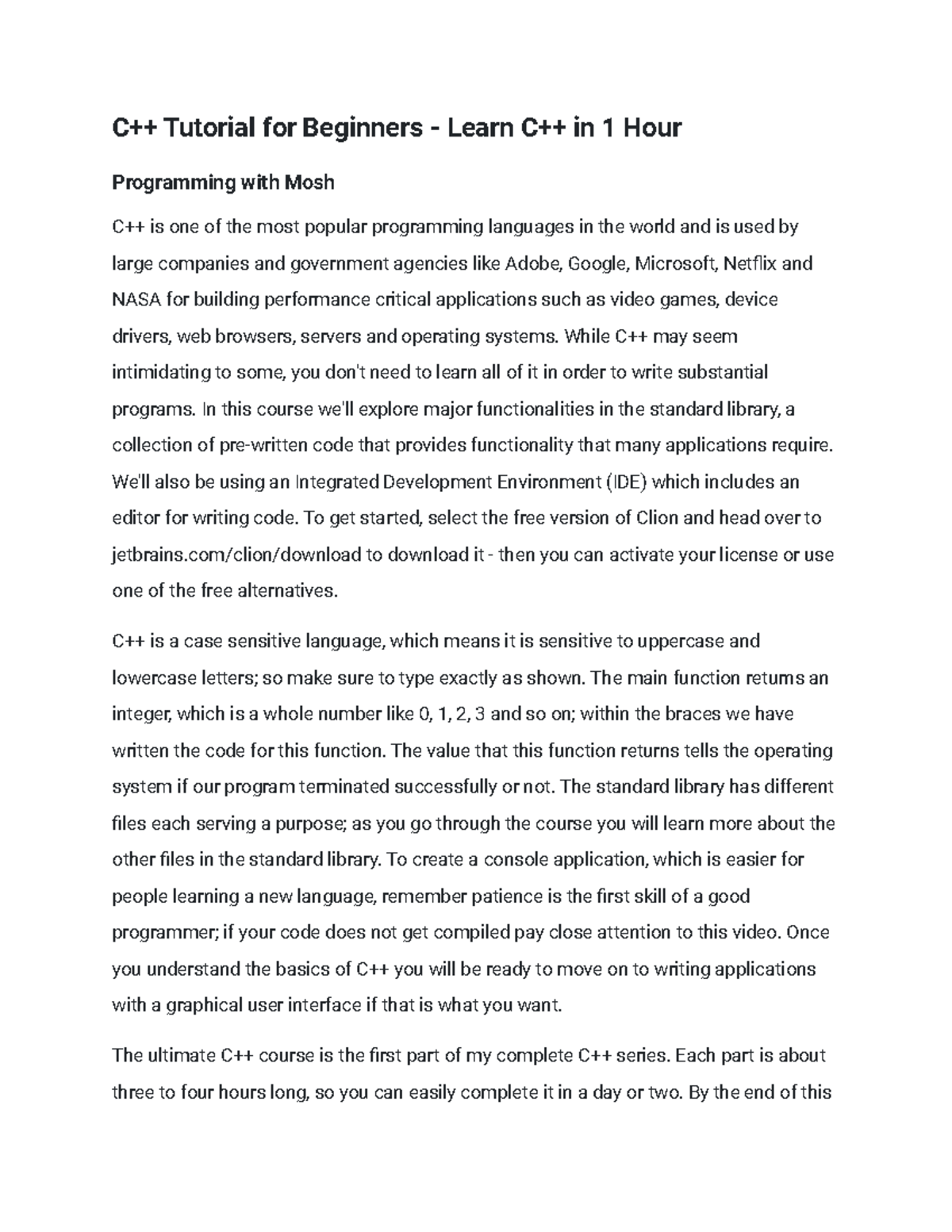 Software Engineering 6-2 - C++ Tutorial for Beginners - Learn C++ in 1 Hour Programming with ...