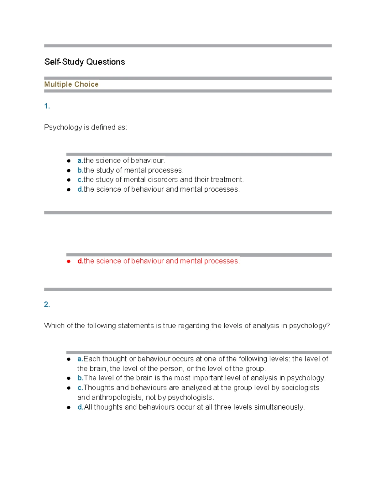 Psych 101 Chapter 1 Review Qs - Key Concepts & Applications - Studocu