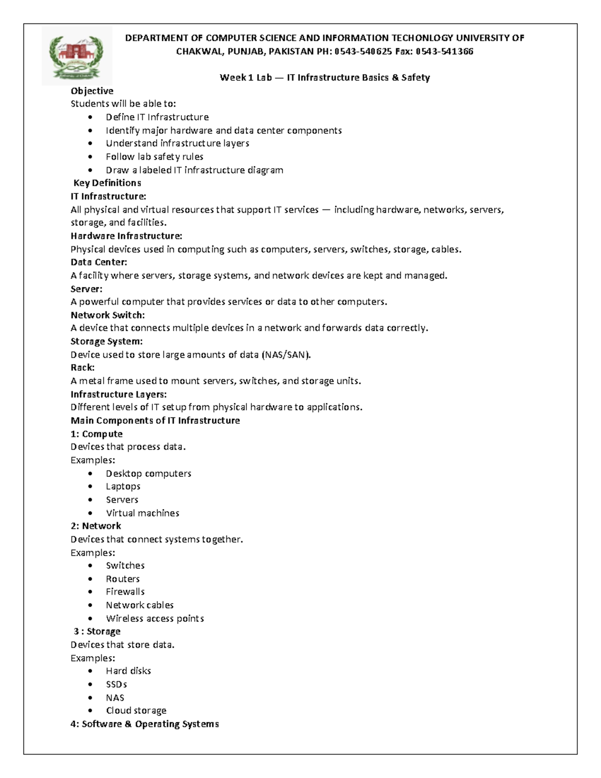 Lab 1 - IT Infrastructure Basics and Safety Guidelines - Studocu