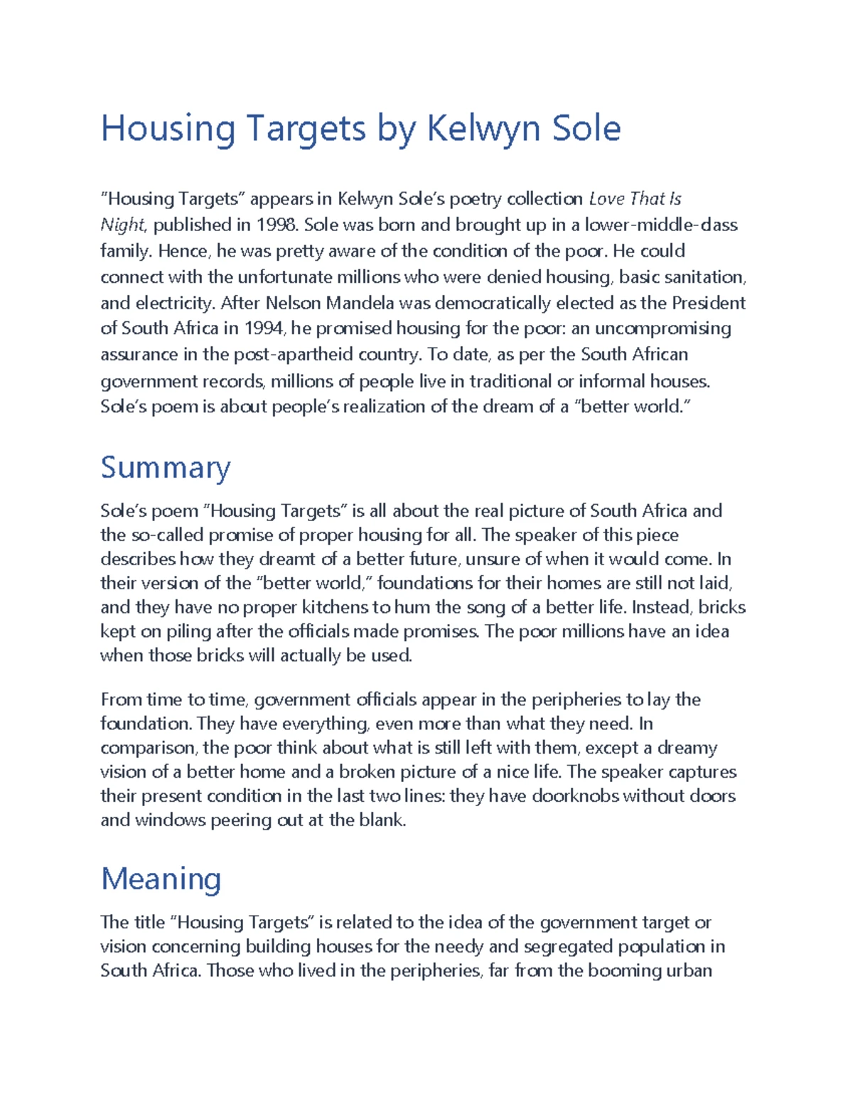 ENGLISH 101: Memo Poem Analysis - "The Child Who Was Shot Dead" - Studocu