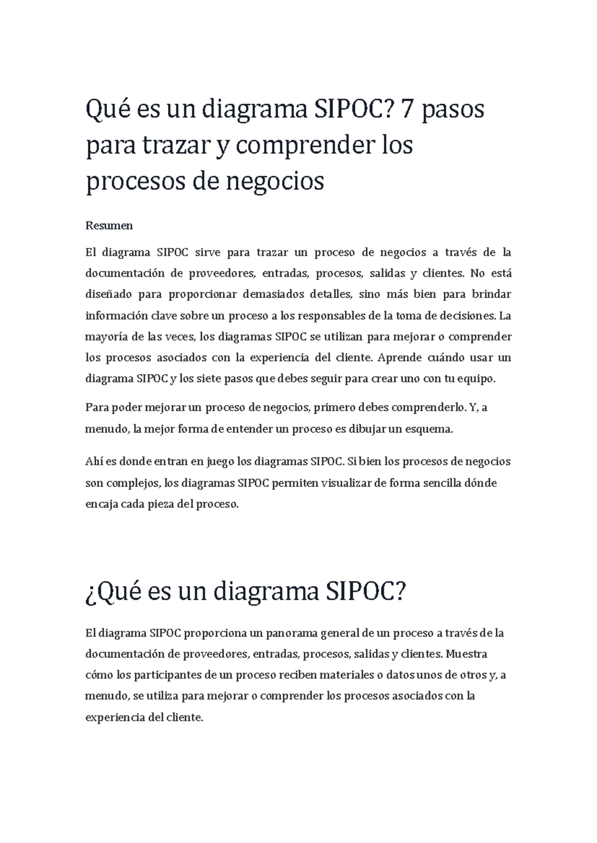 Diagrama Sipoc - sgggfrewwr - Qué es un diagrama SIPOC? 7 pasos para ...