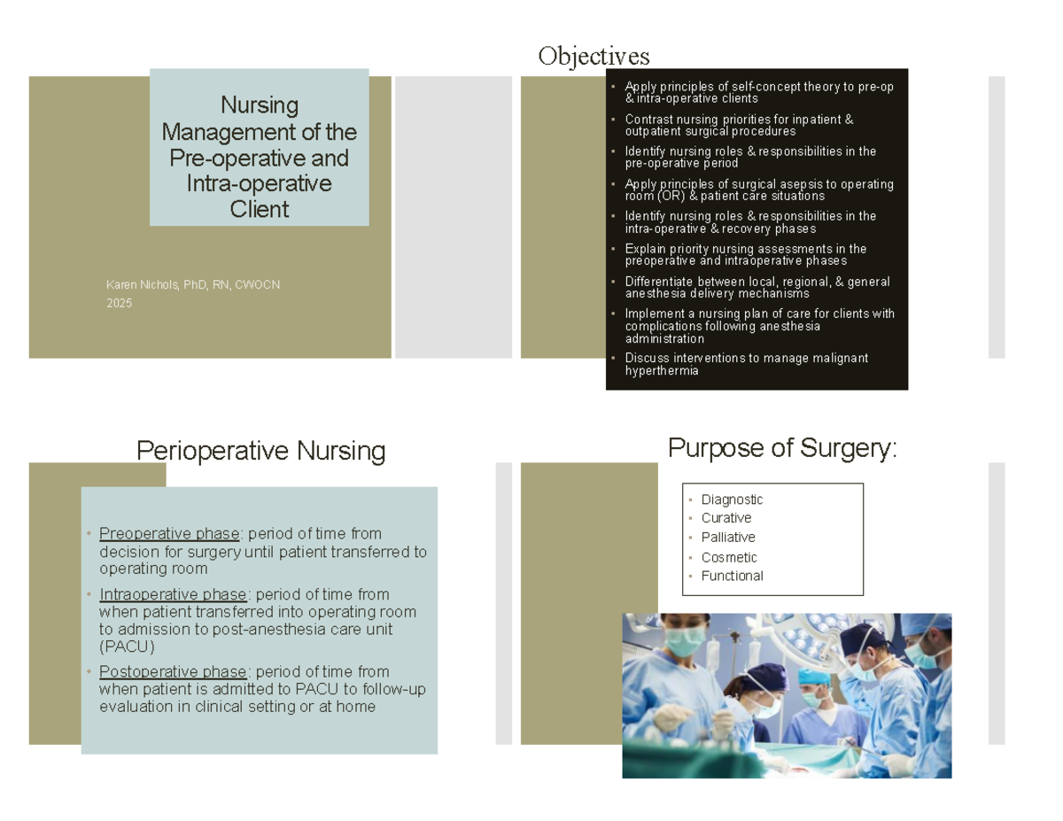 Nursing Management of Preoperative & Intraoperative Clients (NUR 2025 ...
